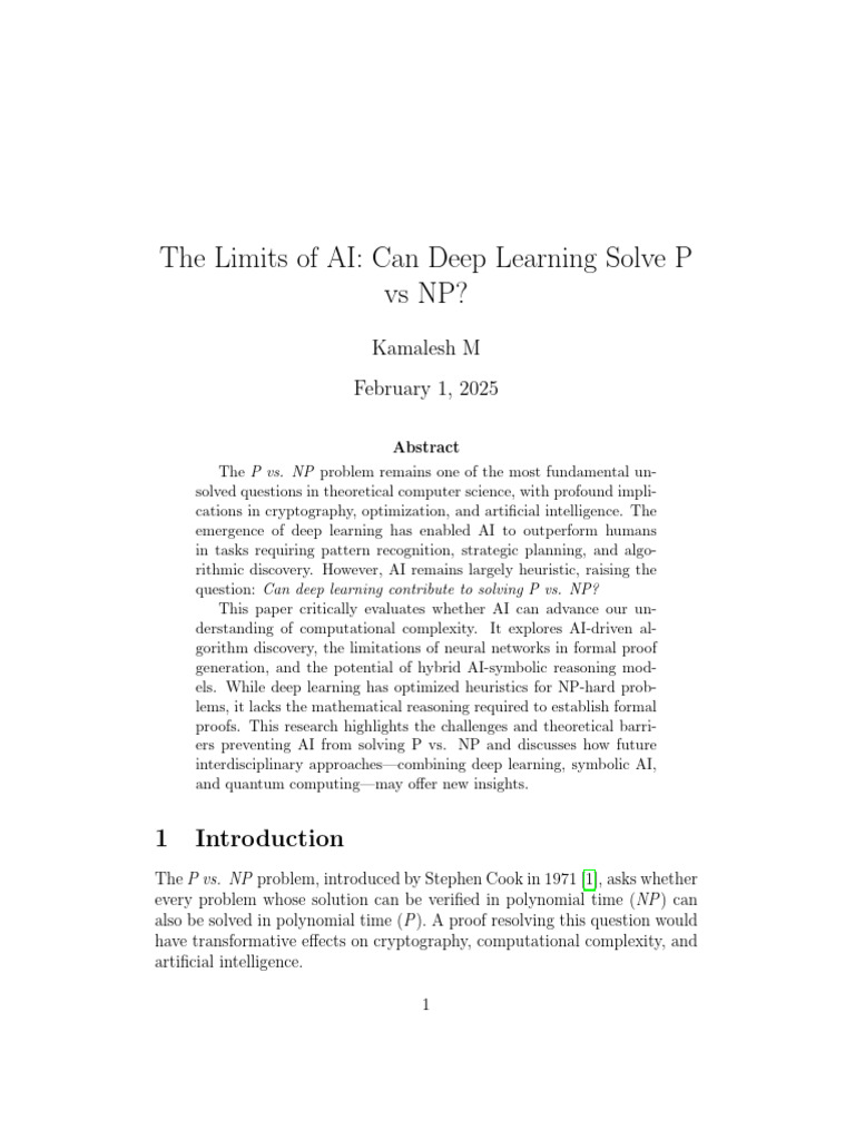 The_Limits_of_AI__Can_Deep_Learning_Solve_P_vs_NP | PDF | Artificial ...