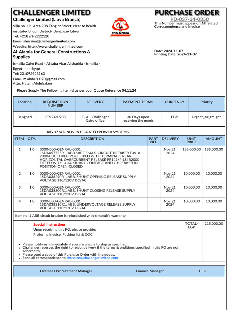 PO - PD-037-24-0350 (2) | PDF | Manufactured Goods | Electronic Engineering