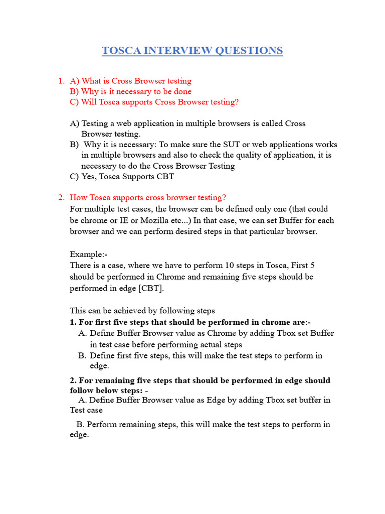 TOSCA Interview questions (4) (2) | PDF | Microsoft Excel | Computer File