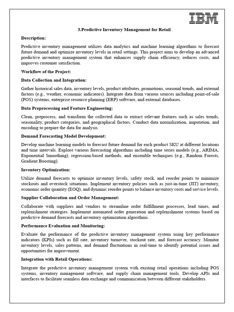 Predictive Inventory Management For Retail Project | PDF | Inventory ...