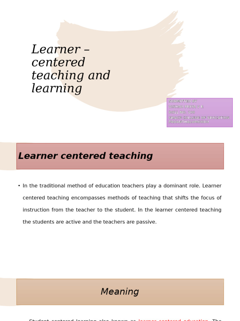 Learner Centered Teaching and Learning (1) | PDF | Learning | Teachers
