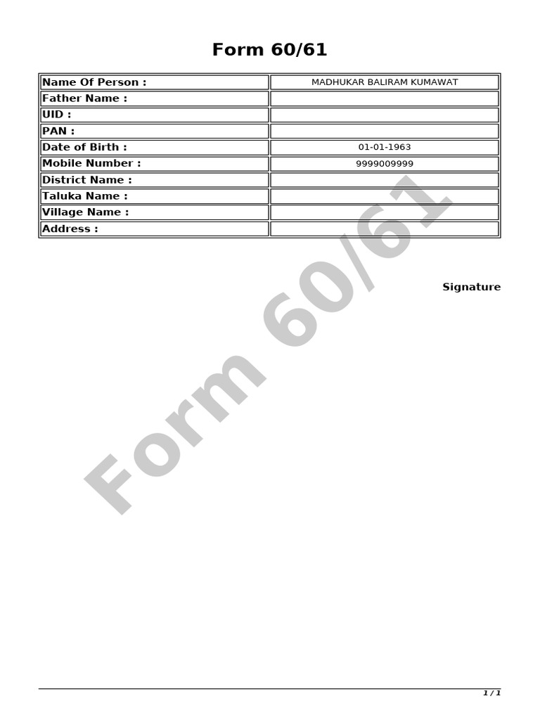 Form 60 - 61 | PDF