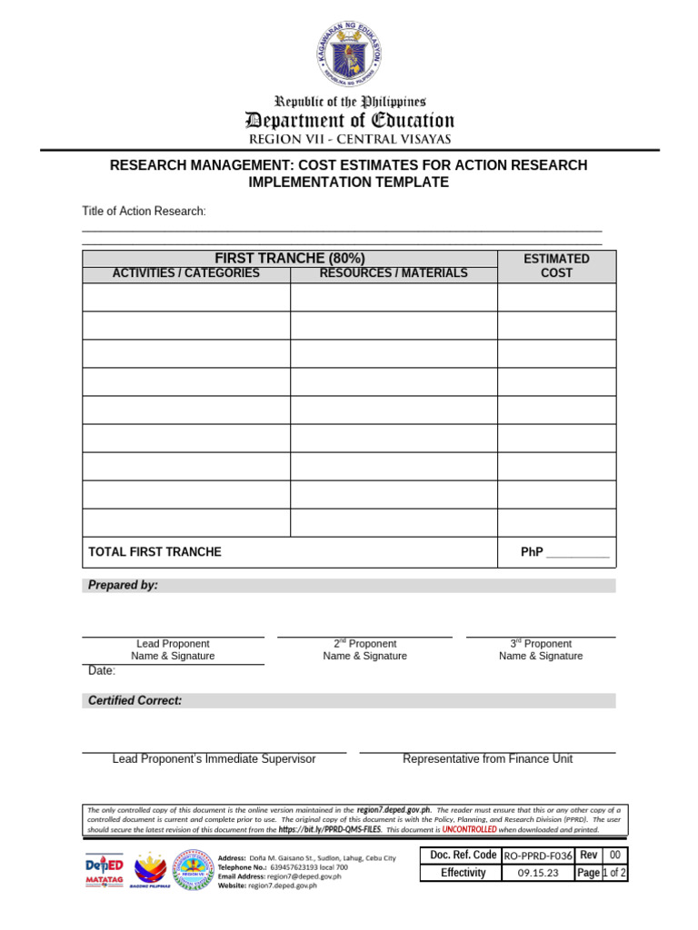 Action Research Cost Estimate Template | PDF | Computing | Software ...