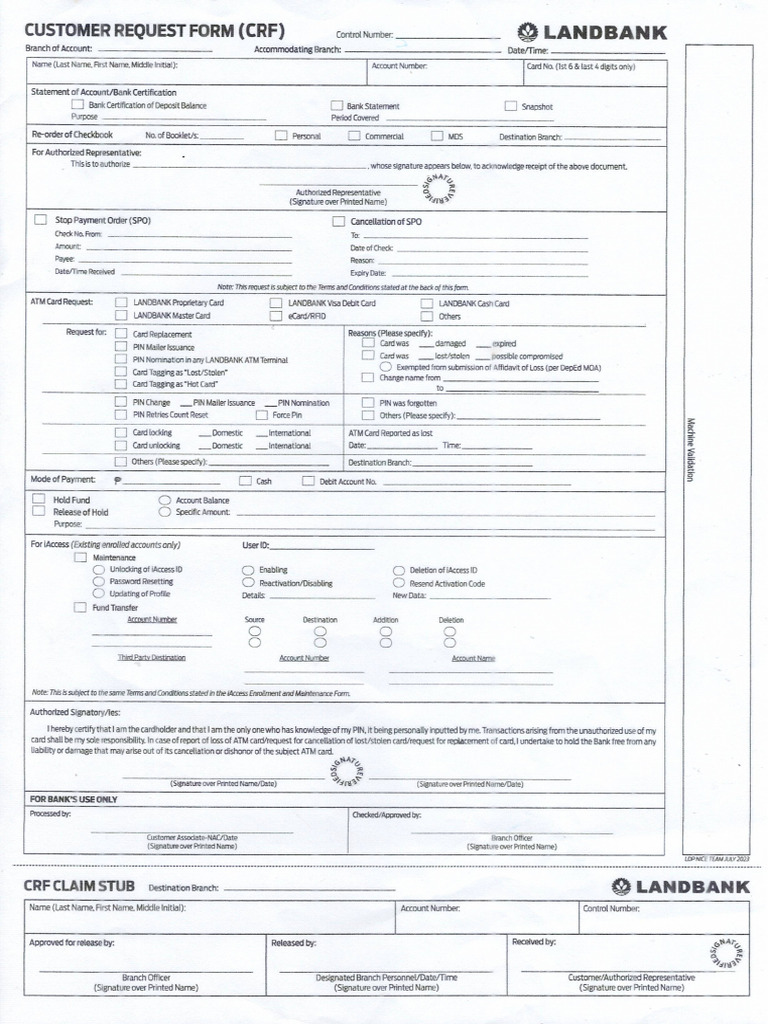 Customer Request For LBP | PDF