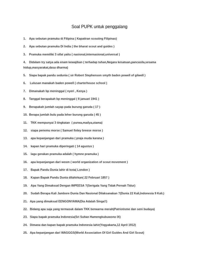 Soal PUPK Untuk Penggalang | PDF