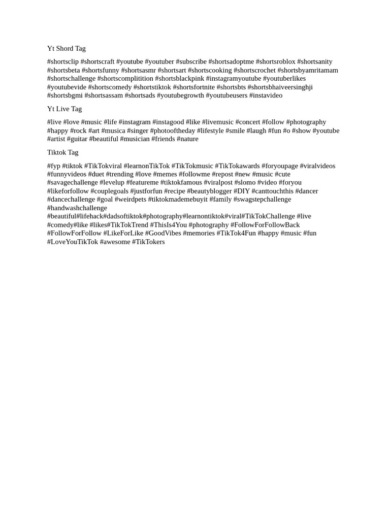 Yt Shord Tag | PDF