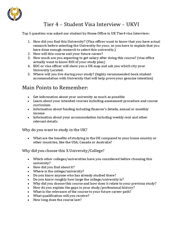 Embassy Interview Questions 2 | PDF