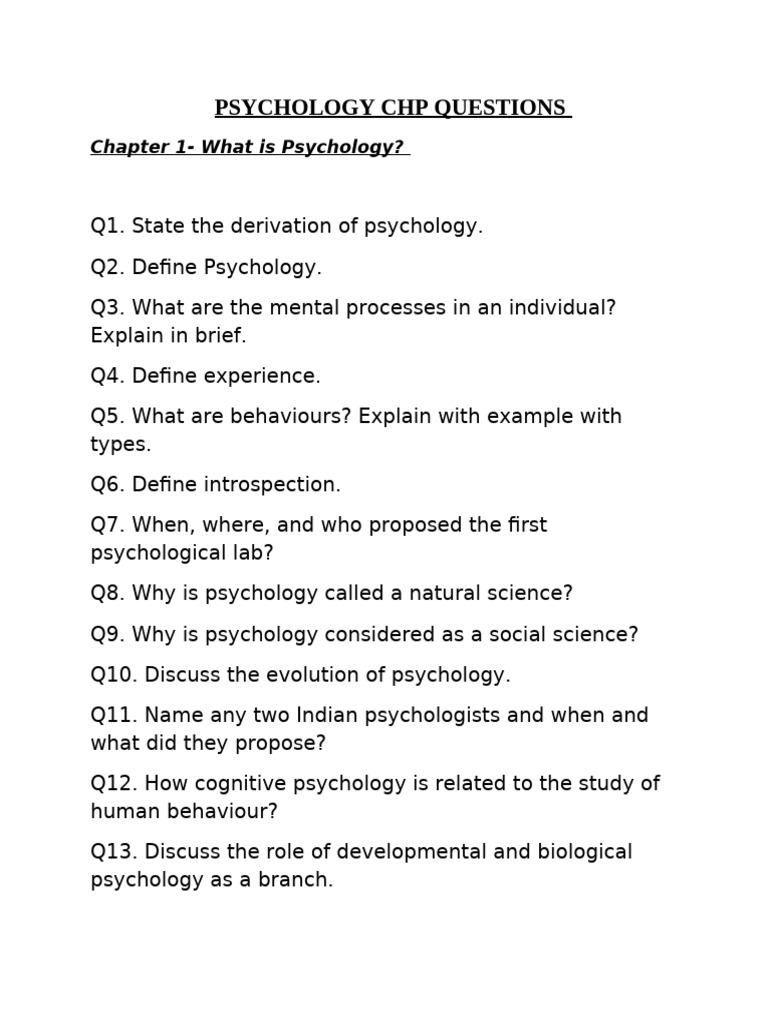 Psychology Questions and Concepts Overview | PDF | Psychology | Learning