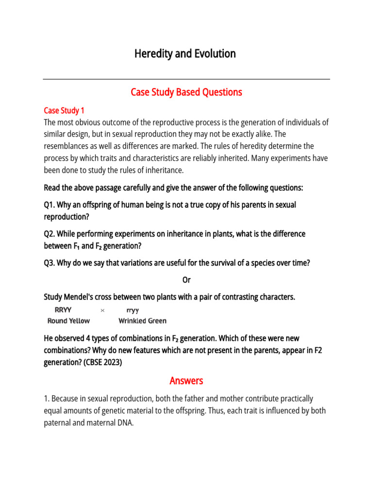 Chapter 8 - Heredity & Evolution | PDF | Reproduction | Heredity