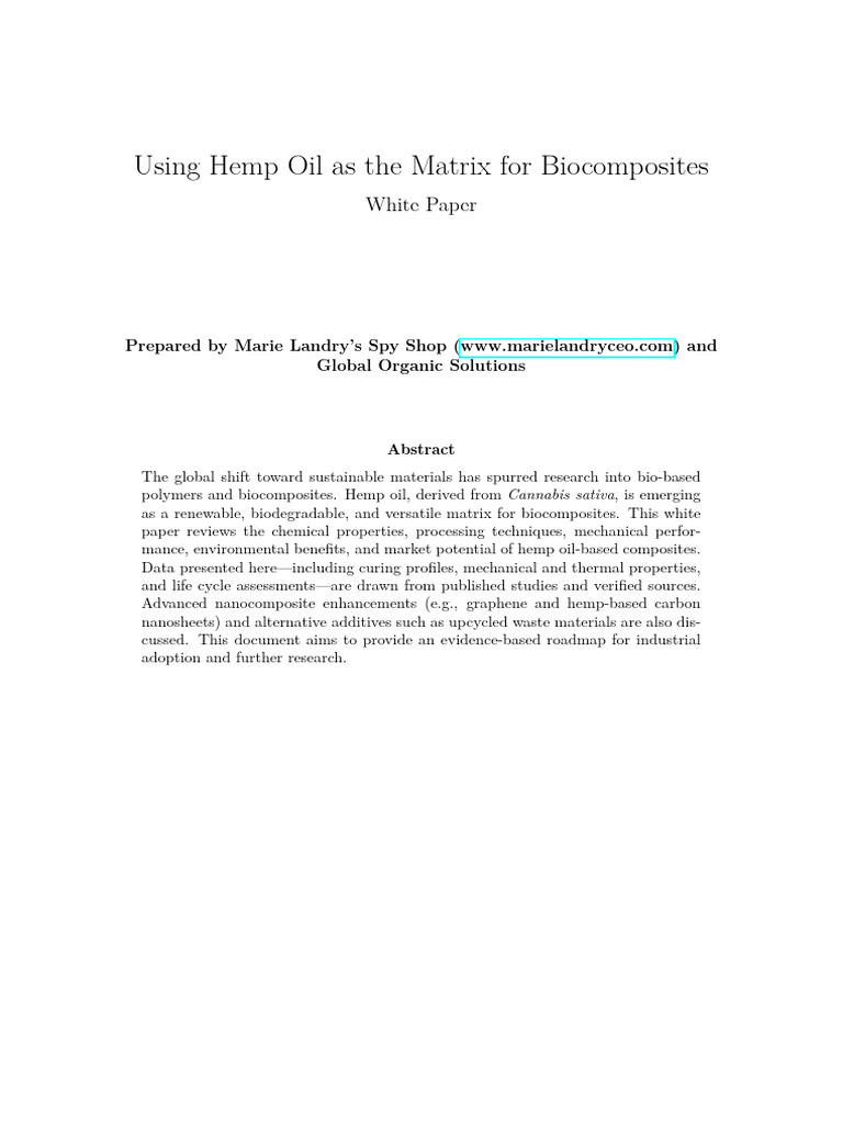 Using Hemp Oil As The Matrix For Biocomposites - White Paper | PDF ...