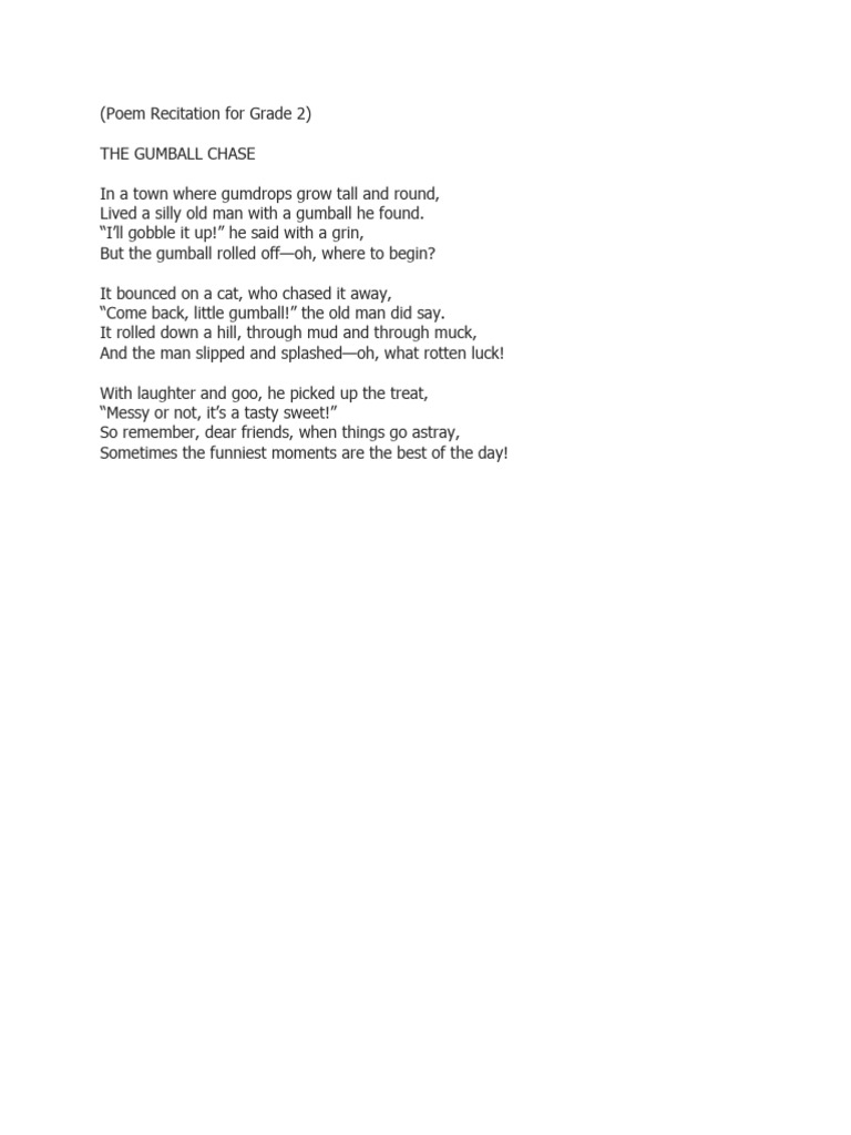 Fun Poem for Grade 2 Recitation | PDF