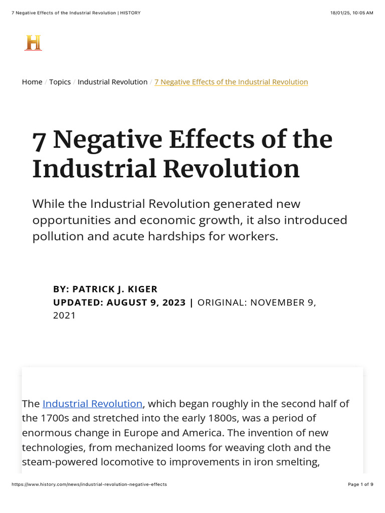 Negative Impacts of the Industrial Revolution | PDF | Industrial Revolution