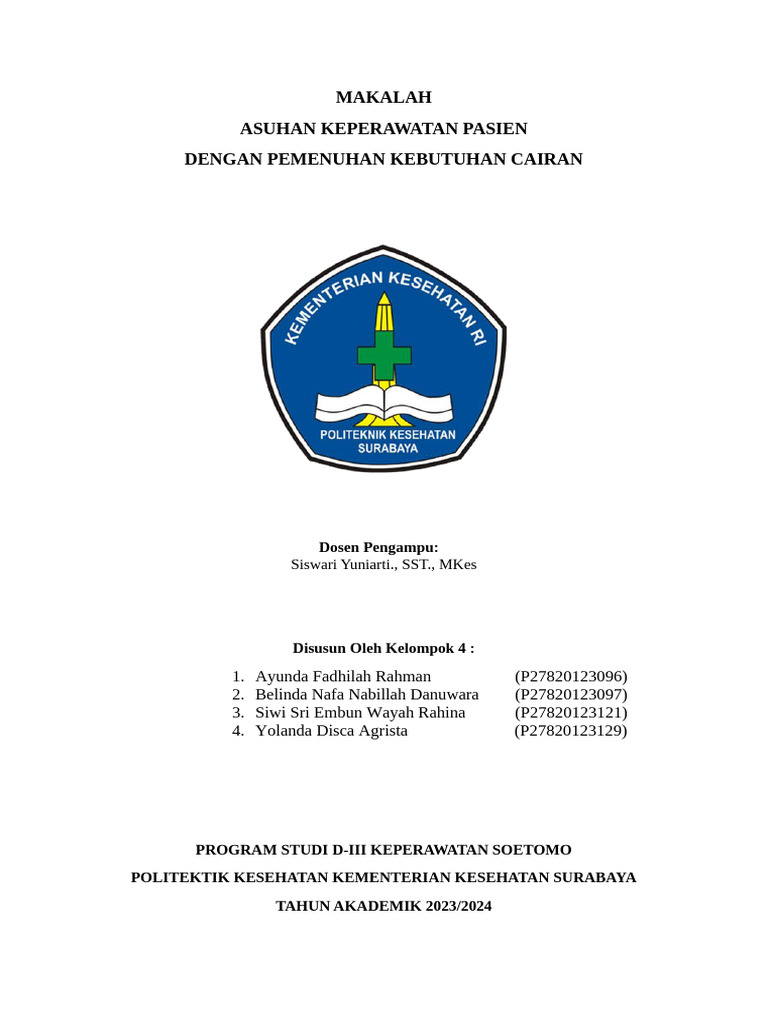 MAKALAH Askep Kebutuhan Cairan (4 | PDF