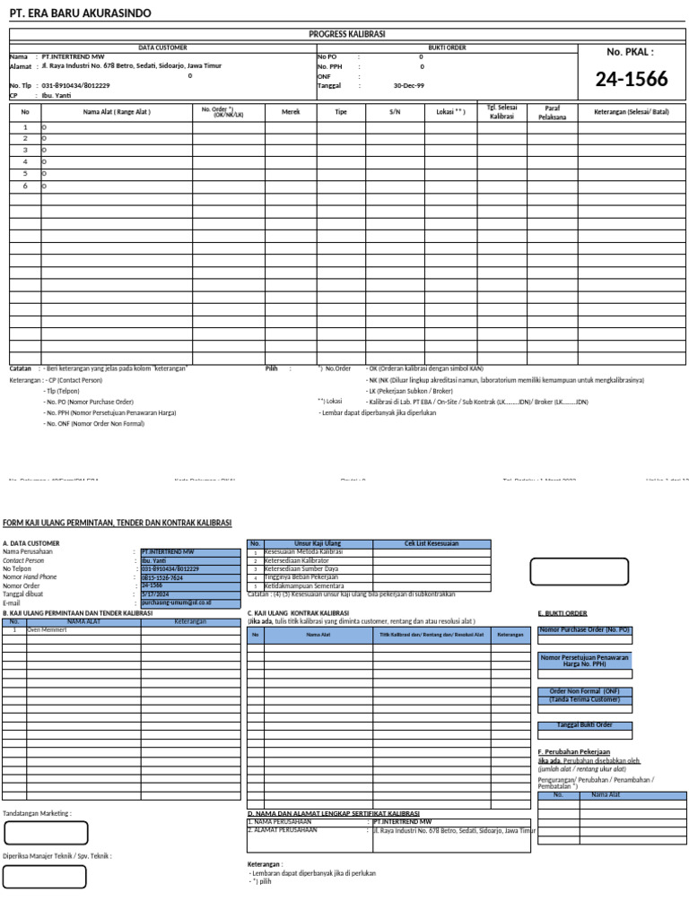 Kalibrasi Alat PT Intertrend MW | PDF
