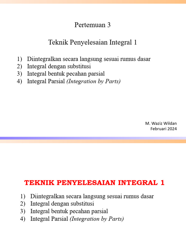 3Pertemuan 3 - Teknik Penyelesaian Integral 1 | PDF