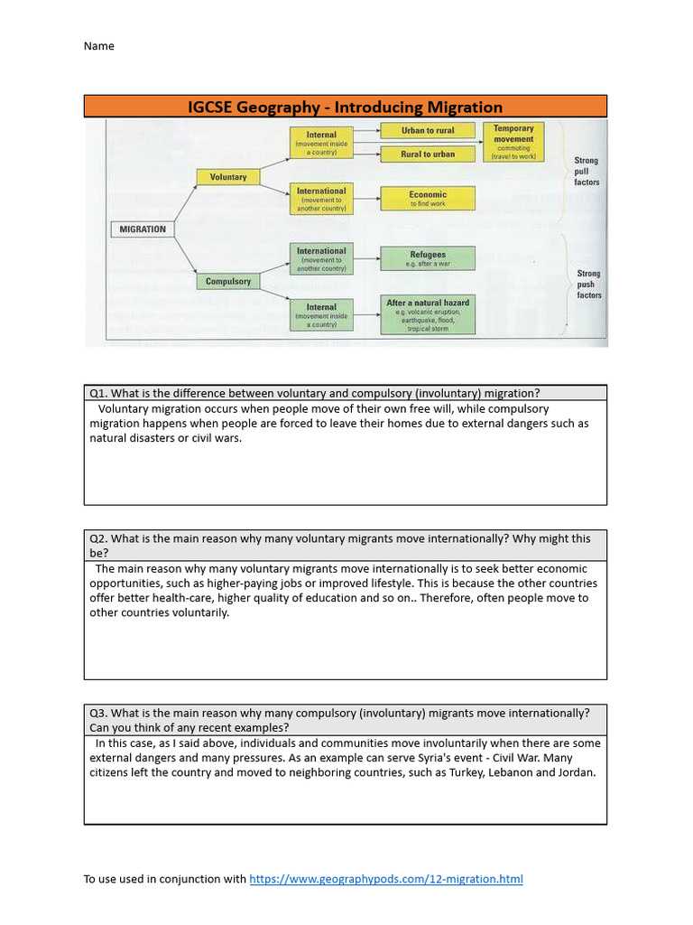 Introduction To Migration Igcse Geography 2023 | PDF | Human Migration | Cultural Geography