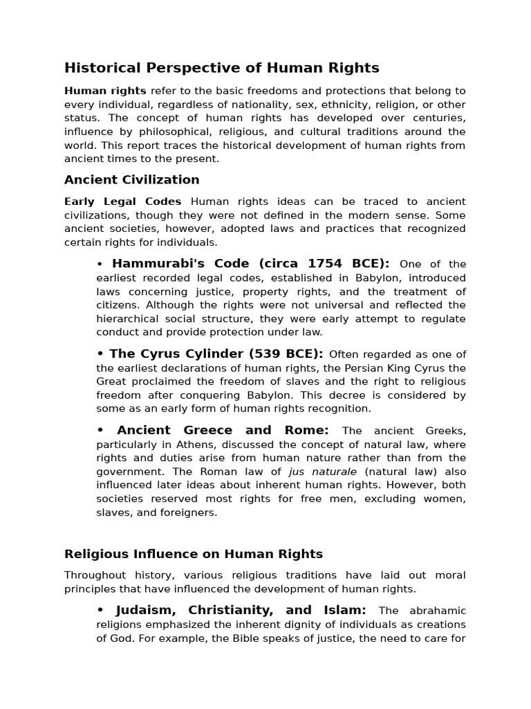 Historical Perspective of Human Rights | PDF | Human Rights | Liberty