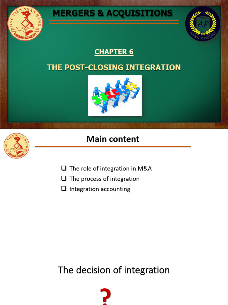 Chapter 6. The Postclosing Integration | PDF | Mergers And Acquisitions | Market (Economics)