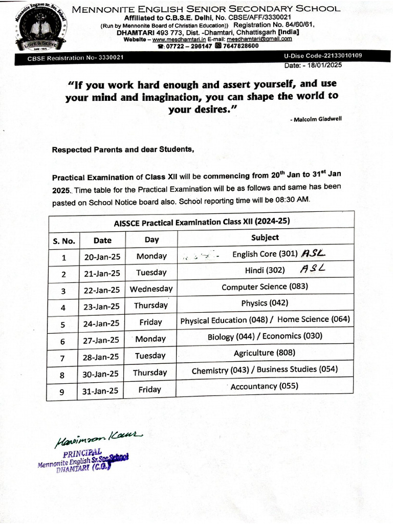 Circular For Class - XII Practical Exam - 2024-25 | PDF