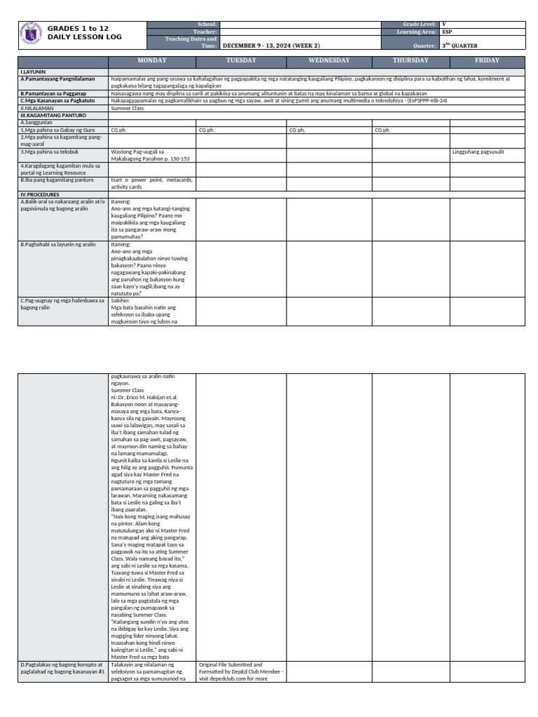 DLL_ESP 5_Q3_W2 | PDF