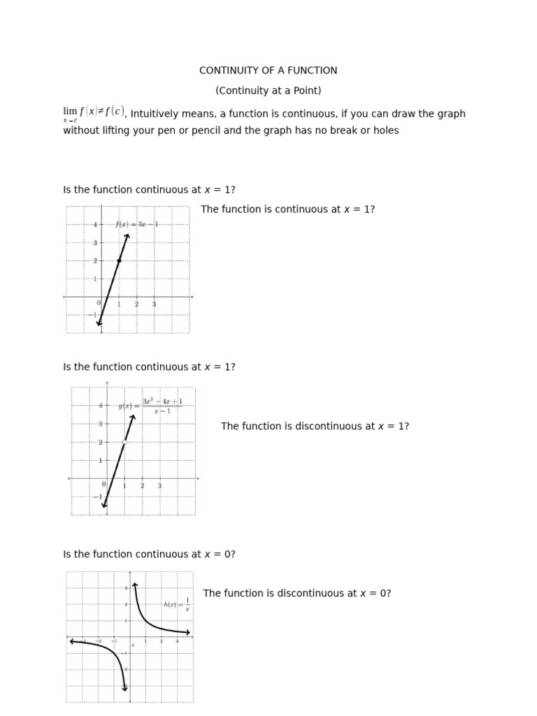 Continuity Of A Function Lecture Pdf Function Mathematics Continuous Function
