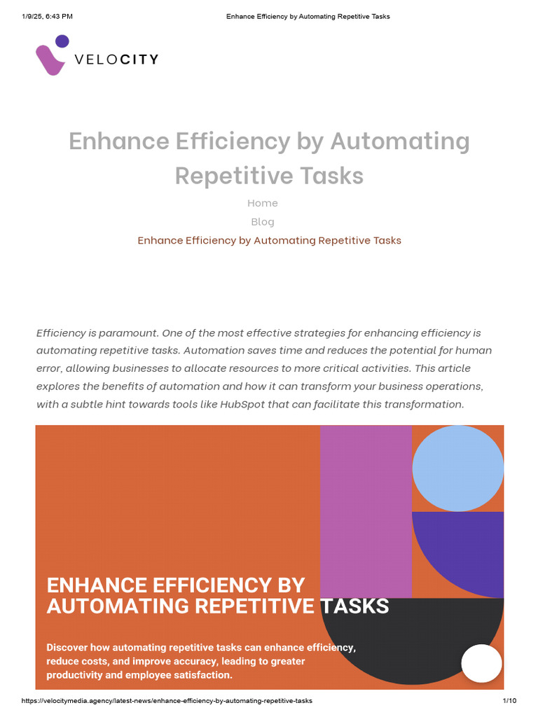 Enhance Efficiency by Automating Repetitive Tasks | PDF | Automation ...