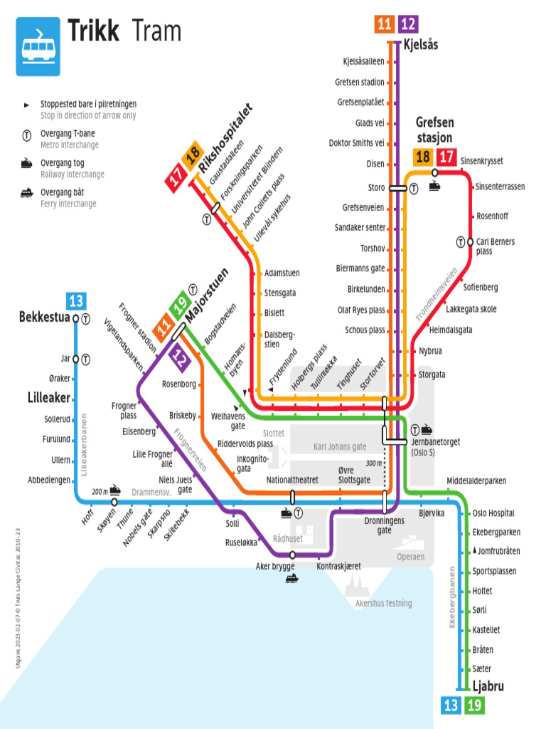 trikk linjekart 09082021 korr奧斯陸電車地圖 | PDF