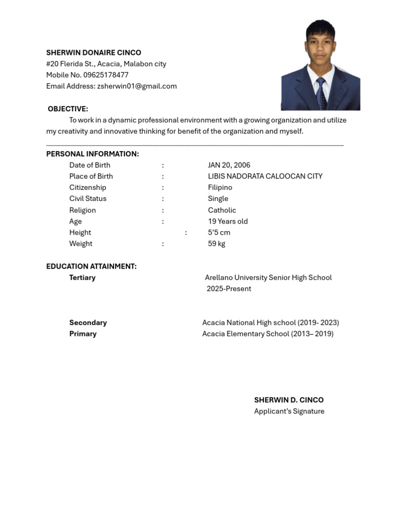 Sherwin Donaire Cinco | PDF