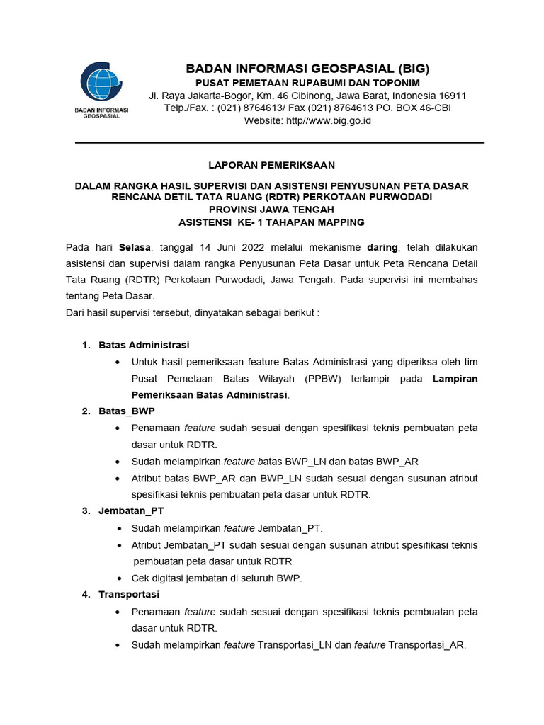 20220613_Lap Pemeriksaan RDTR Wp Purwodadi | PDF