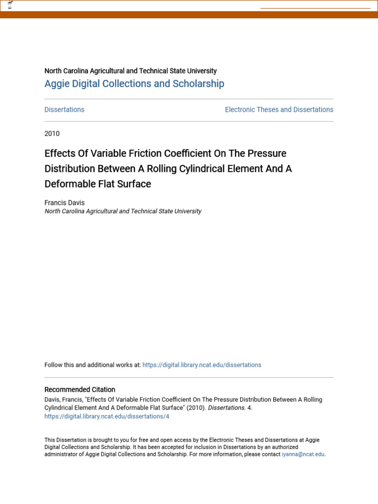 EEffects of Variable Friction Coefficient on the Pressure | PDF | Friction | Deformation ...