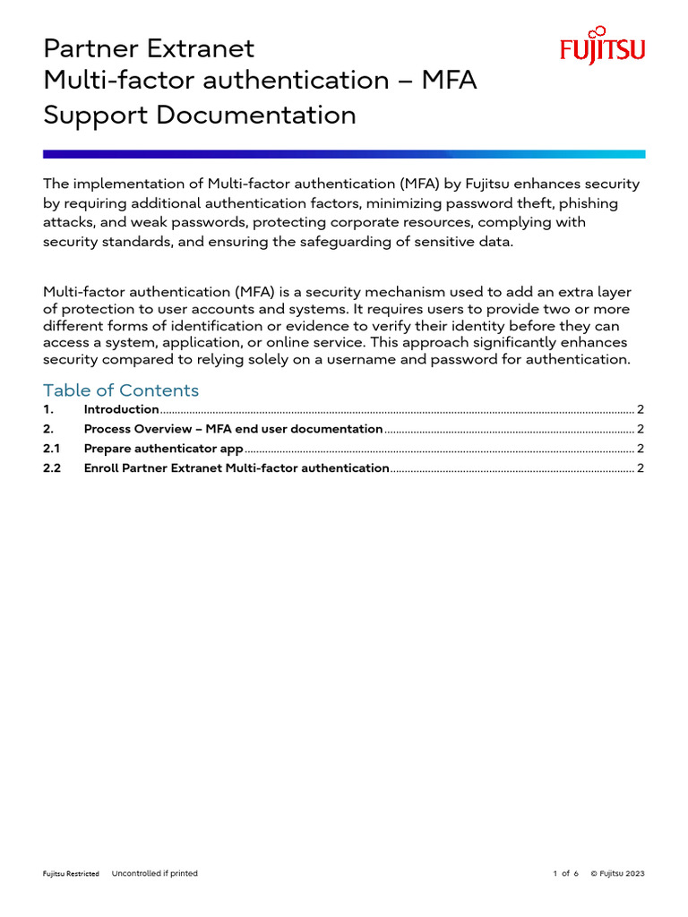 Fujitsu Partner MFA OTP SupportDocument | PDF | Password | Authentication