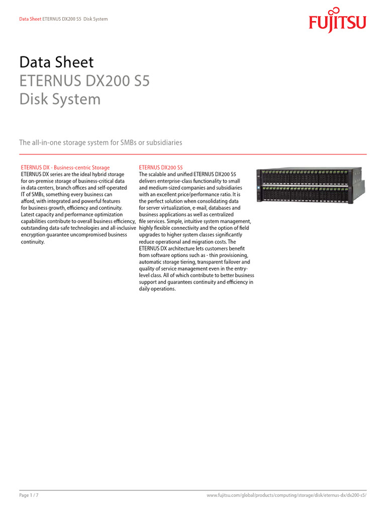 ETERNUS DX200 S5 Data Sheet | PDF | Hyper V | Microsoft Windows