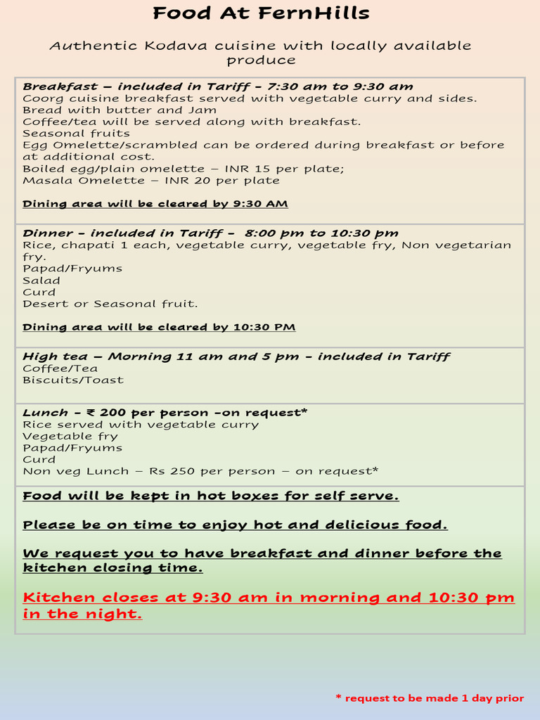 HomeStay - Food Information v1 | PDF | Curry | Lunch