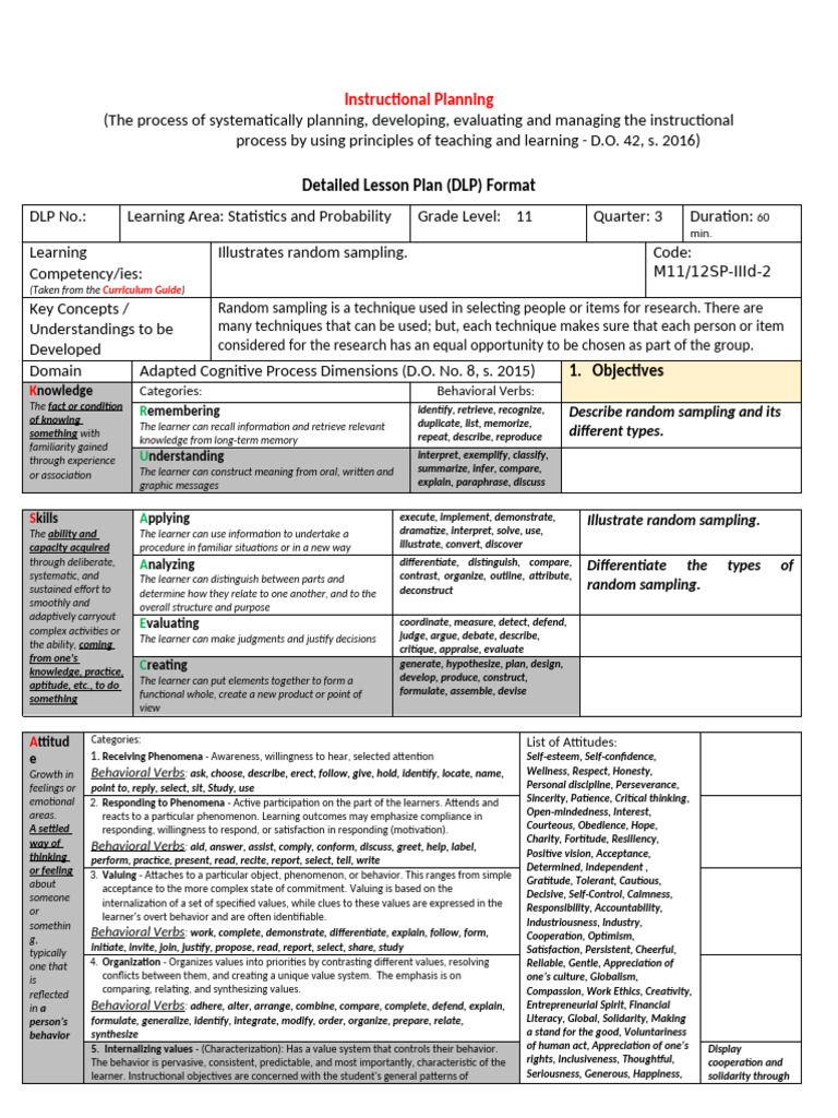 iPLAN Random Sampling Rongie Abella | PDF | Learning | Sampling (Statistics)