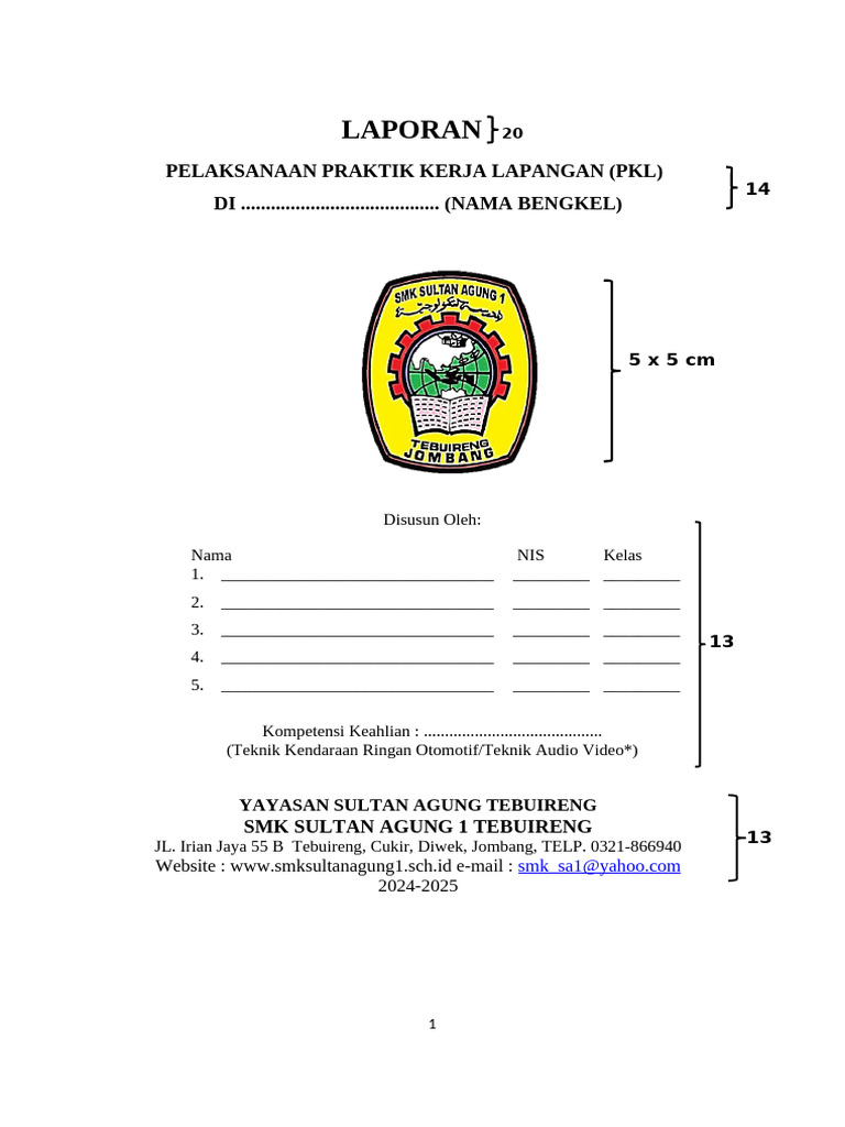 Template LAPORAN PKL 2024-2025 | PDF