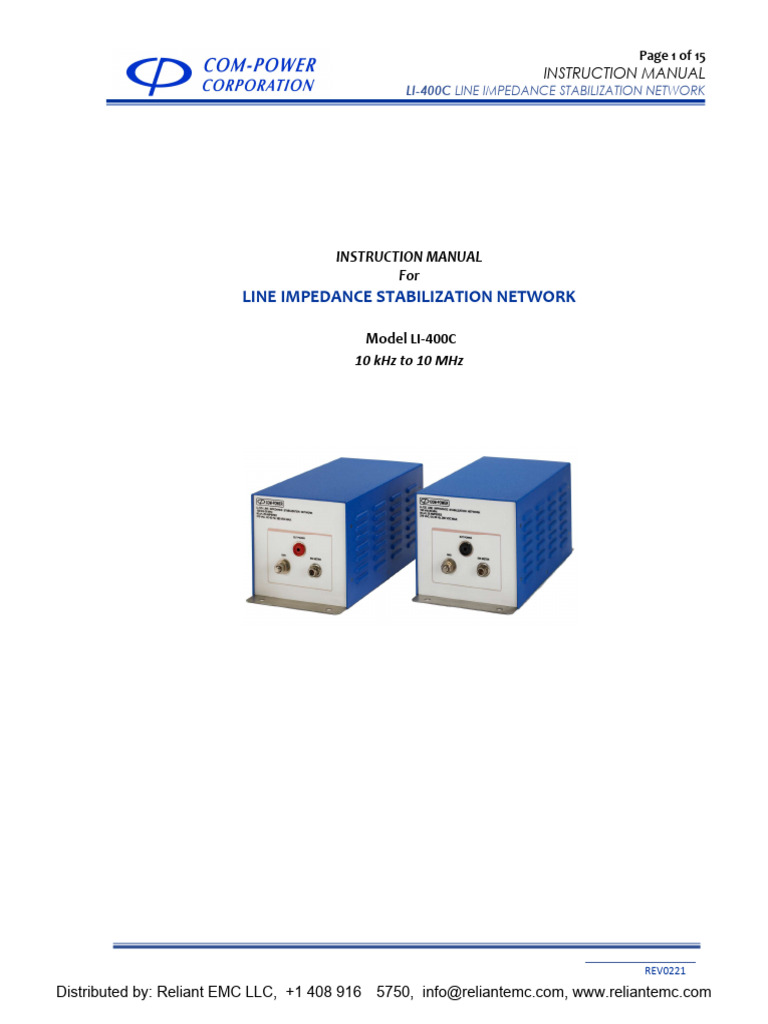 INSTRUCTION MANUAL For LINE IMPEDANCE STABILIZATION NETWORK | PDF ...