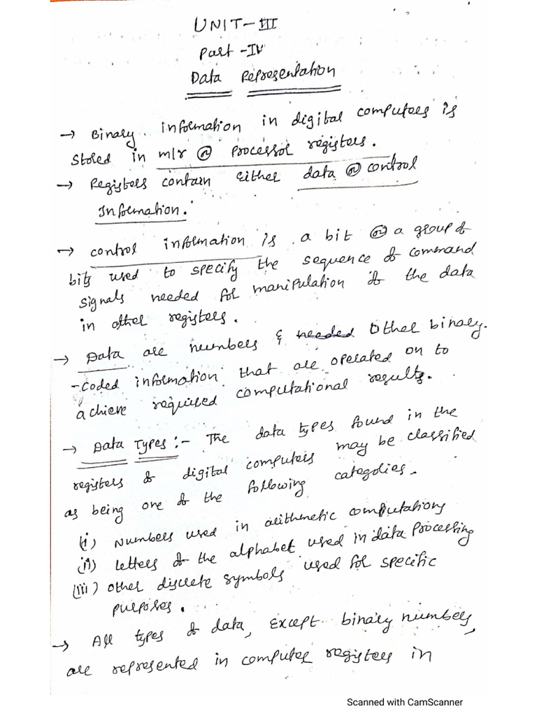 Unit-III Part-I Data Representation | PDF