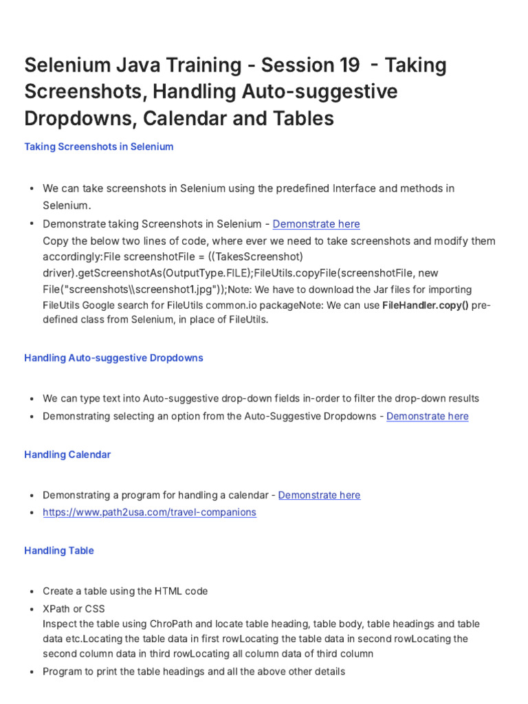 Selenium Java Training - Session 19 - Taking Screenshots, Handling Auto-suggestive Dropdowns ...