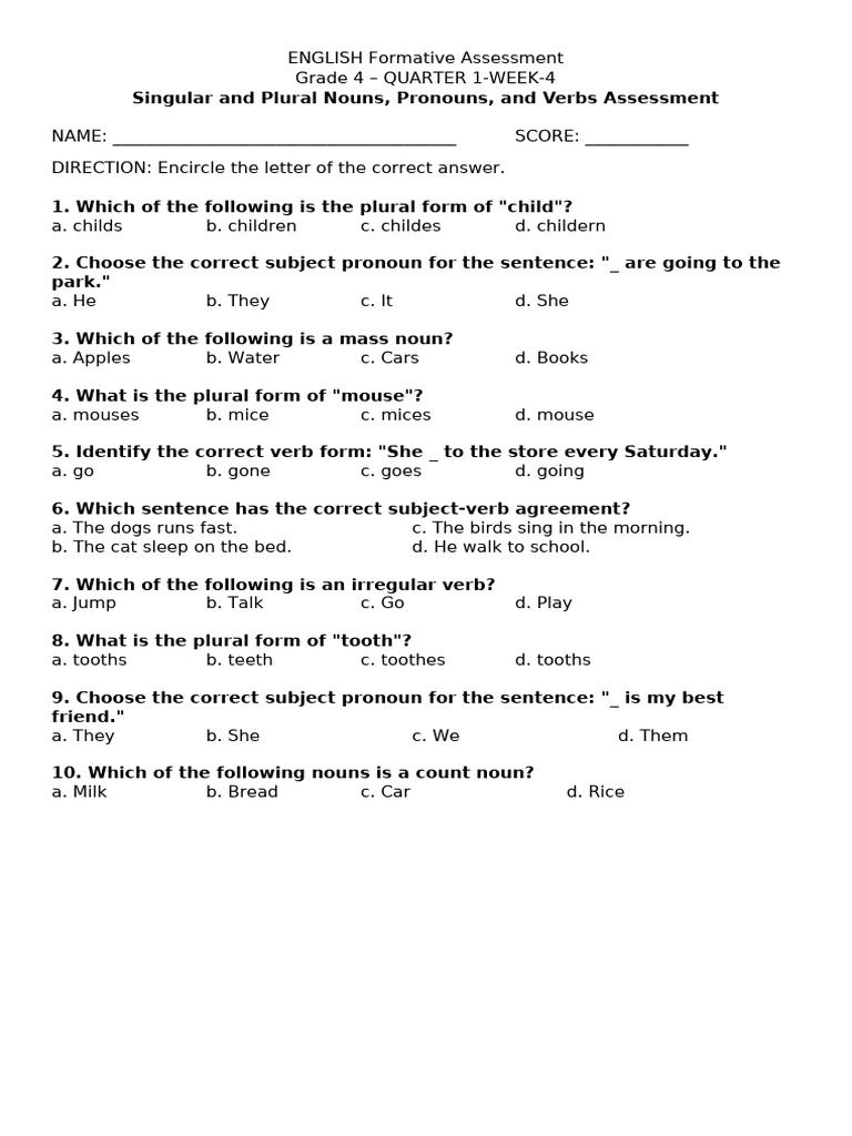 ENGLISH Formative Assessment 4 | PDF