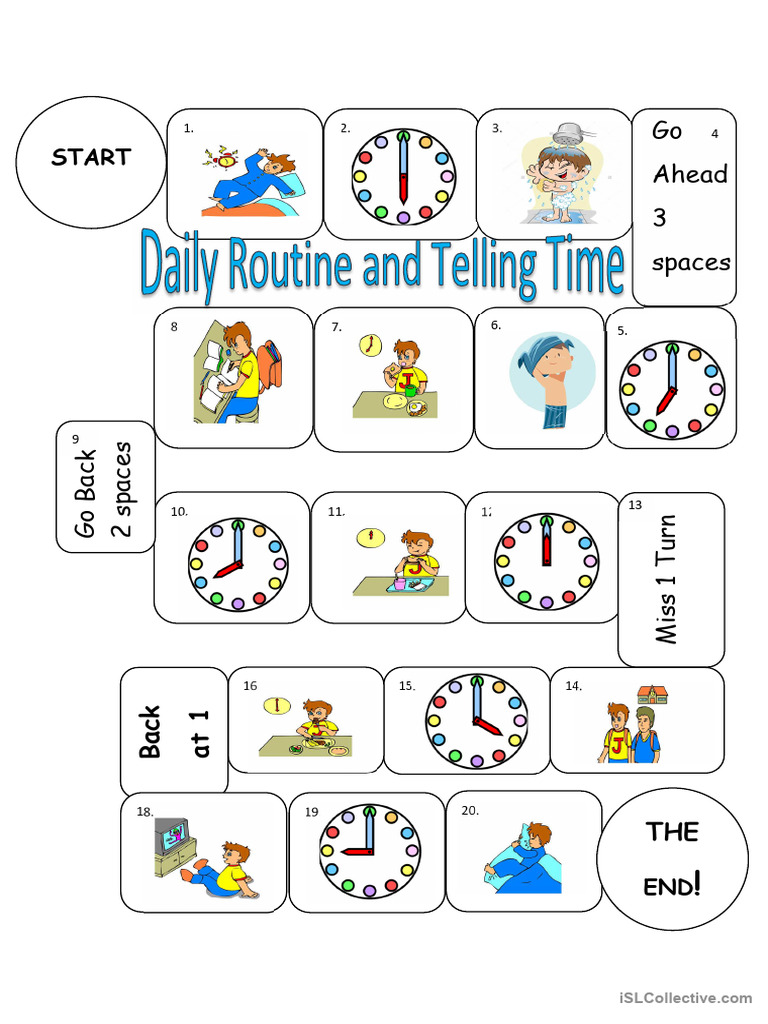 Daily Routine-Telling Time-Boardgame | PDF