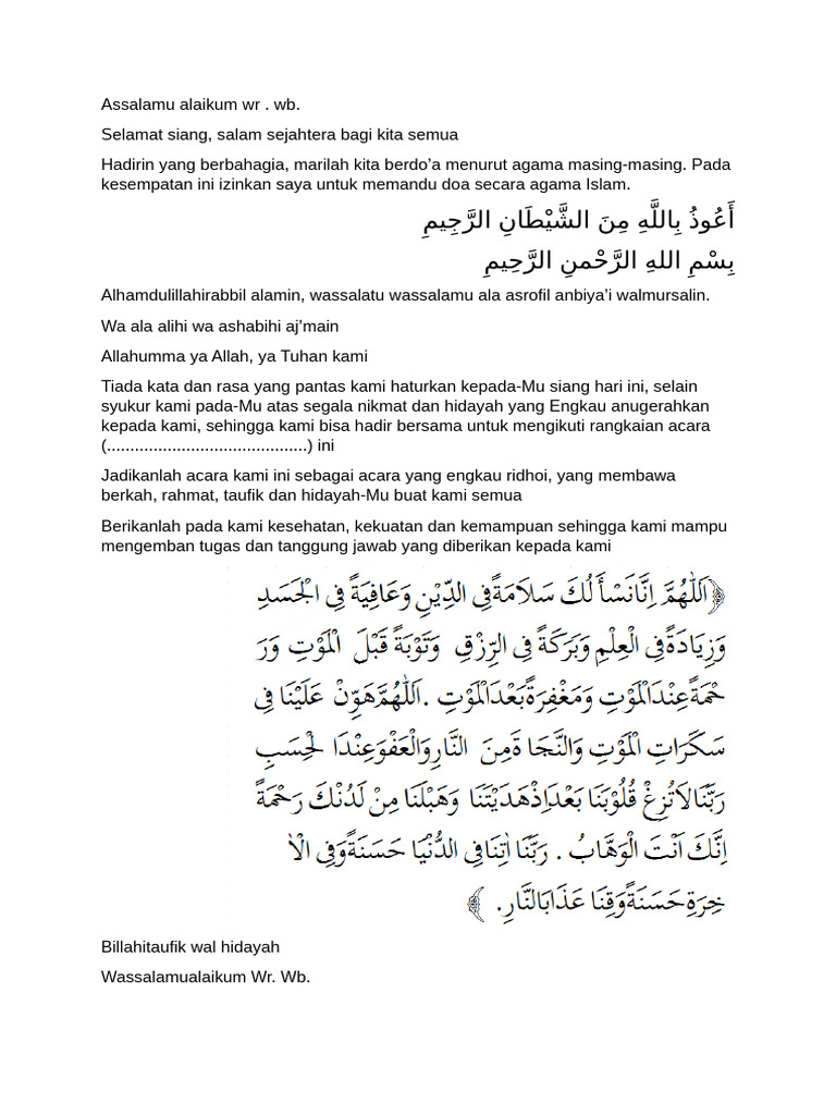 Doa Pembuka Acara Islam Singkat | PDF