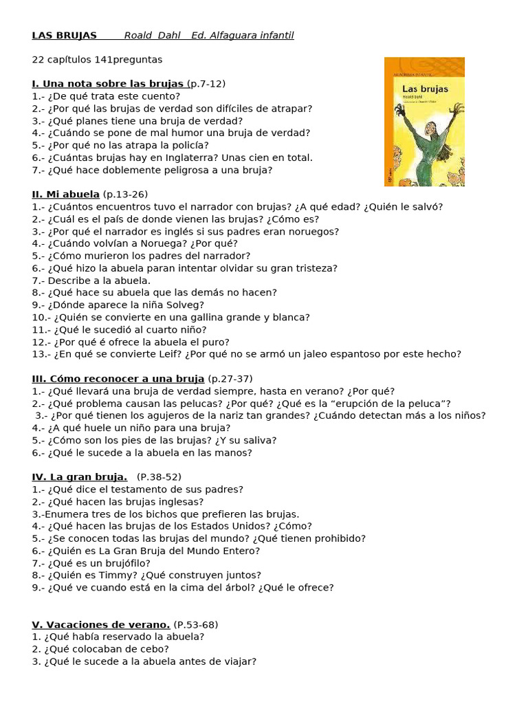 Resumen de "Las brujas" de Roald Dahl | PDF