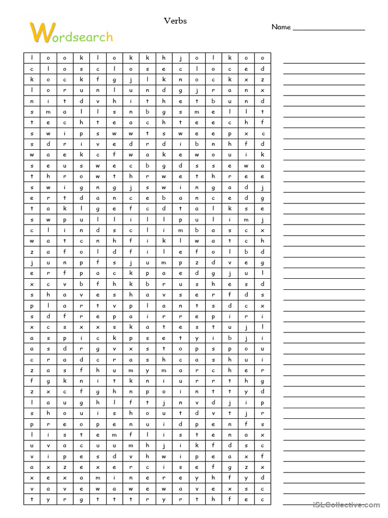 Fun Verb Word Search Puzzle | PDF | Linguistics | Word Puzzles