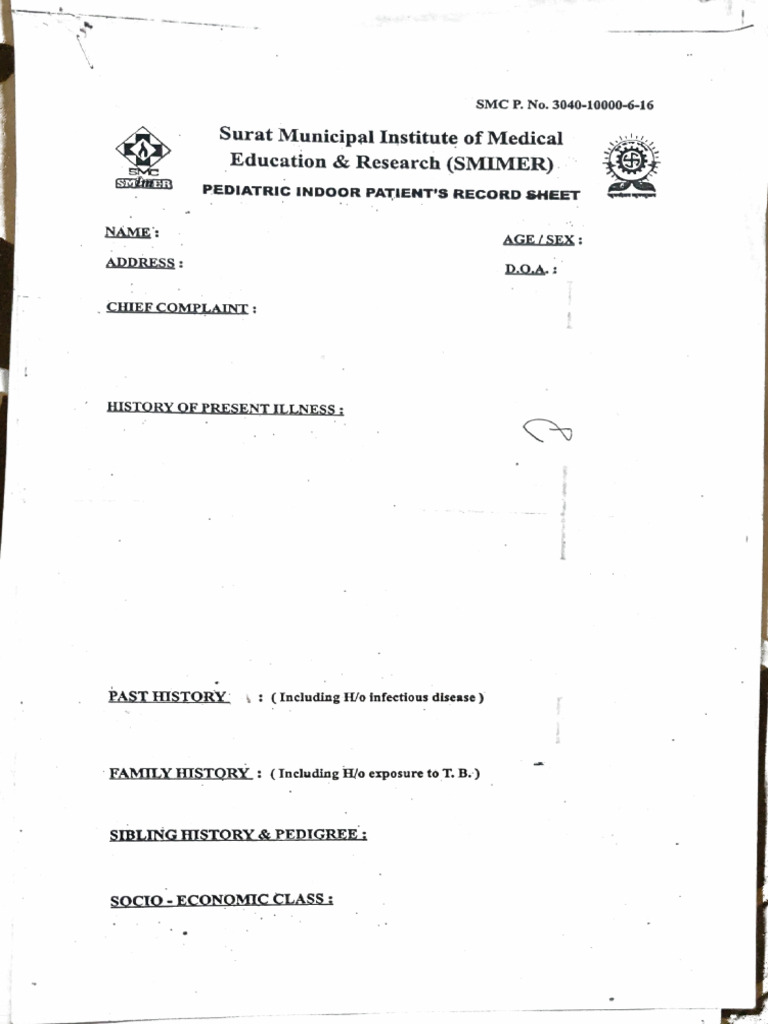 Pedia Major Case Proforma | PDF