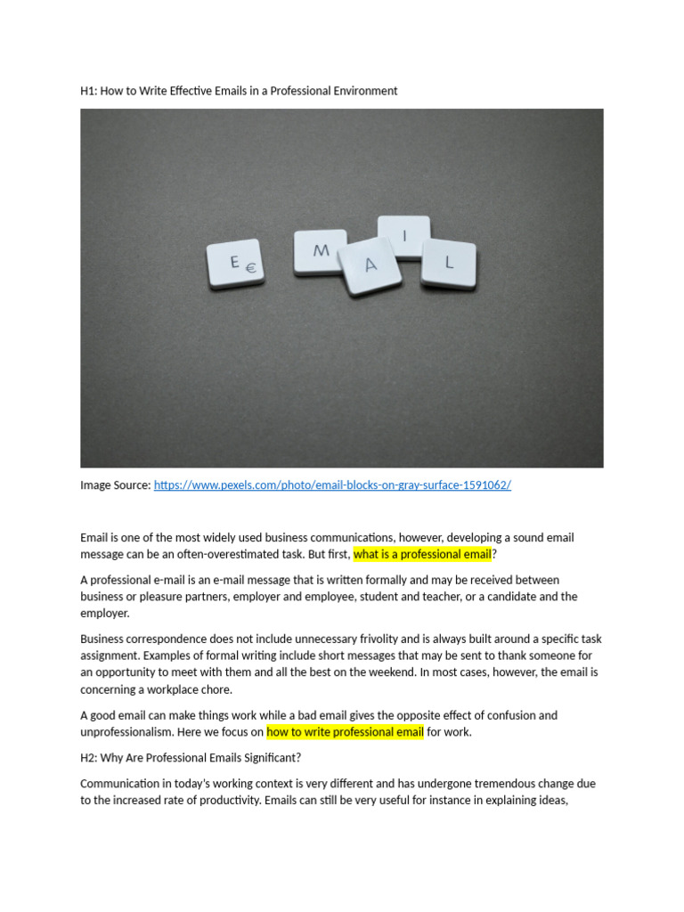 How To Write Effective Emails in A Professional Environment | PDF ...