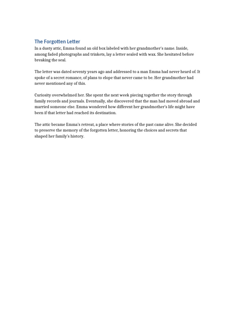 The Forgotten Letter | PDF