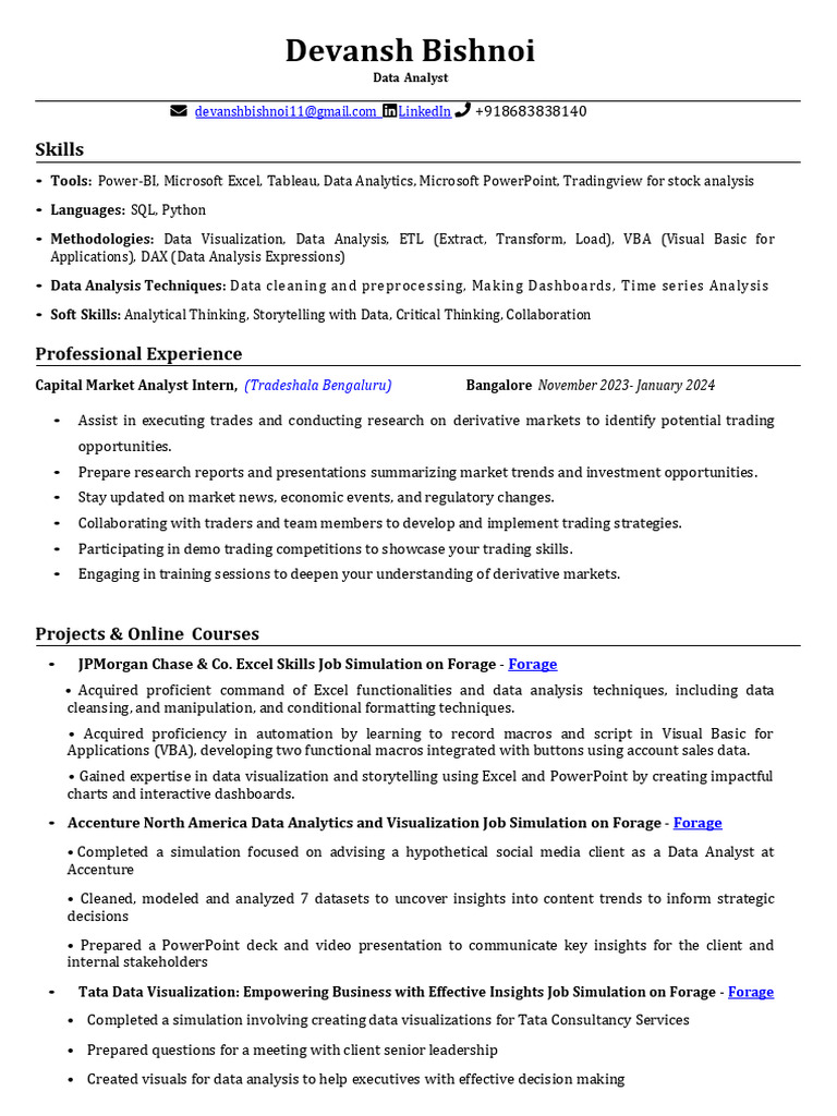 Devansh Bishnoi: Skills | PDF | Microsoft Excel | Data Analysis