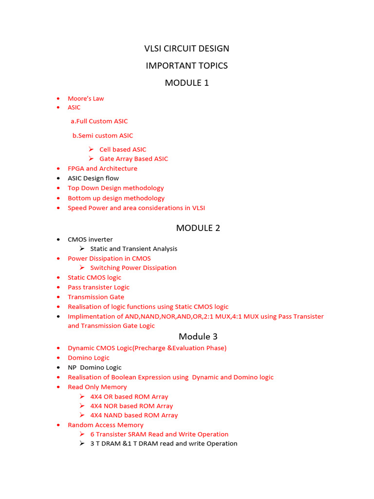 Important Topics VLSI | PDF