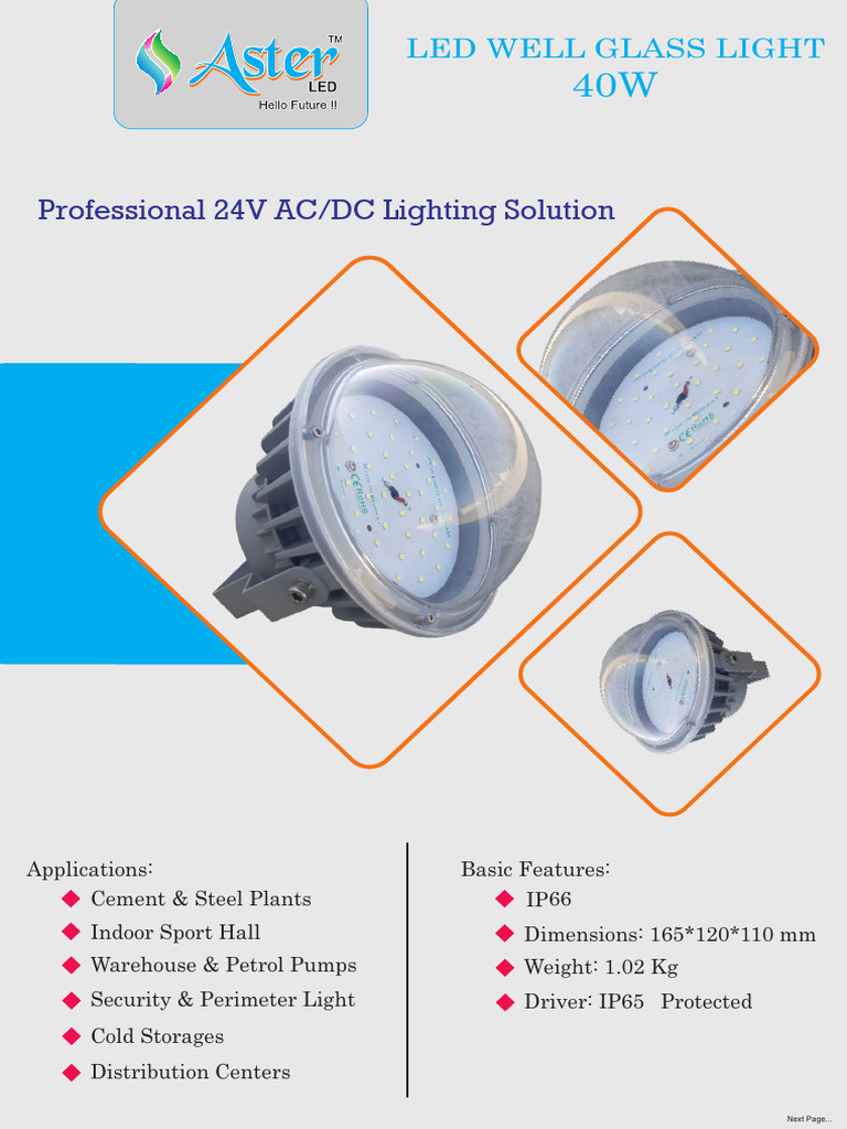 Well Glass Fittings 40W - 24V AC | PDF | Light Emitting Diode | Glasses
