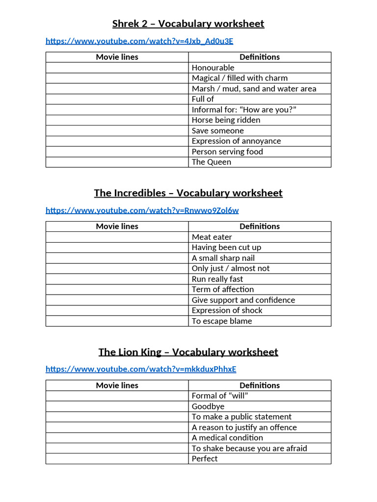 Movie Worksheet | PDF